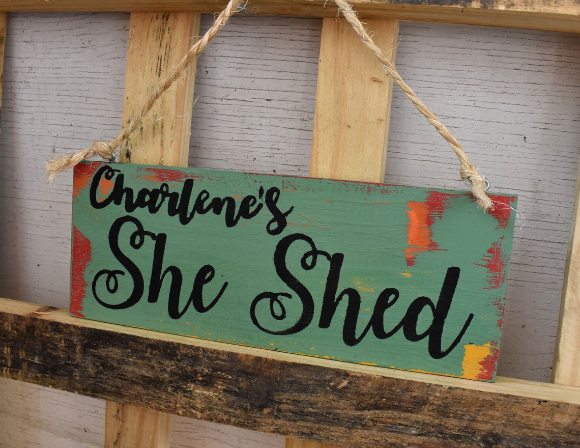 Personalized She Shed Sign Wooden Woman Cave Signage With - Etsy