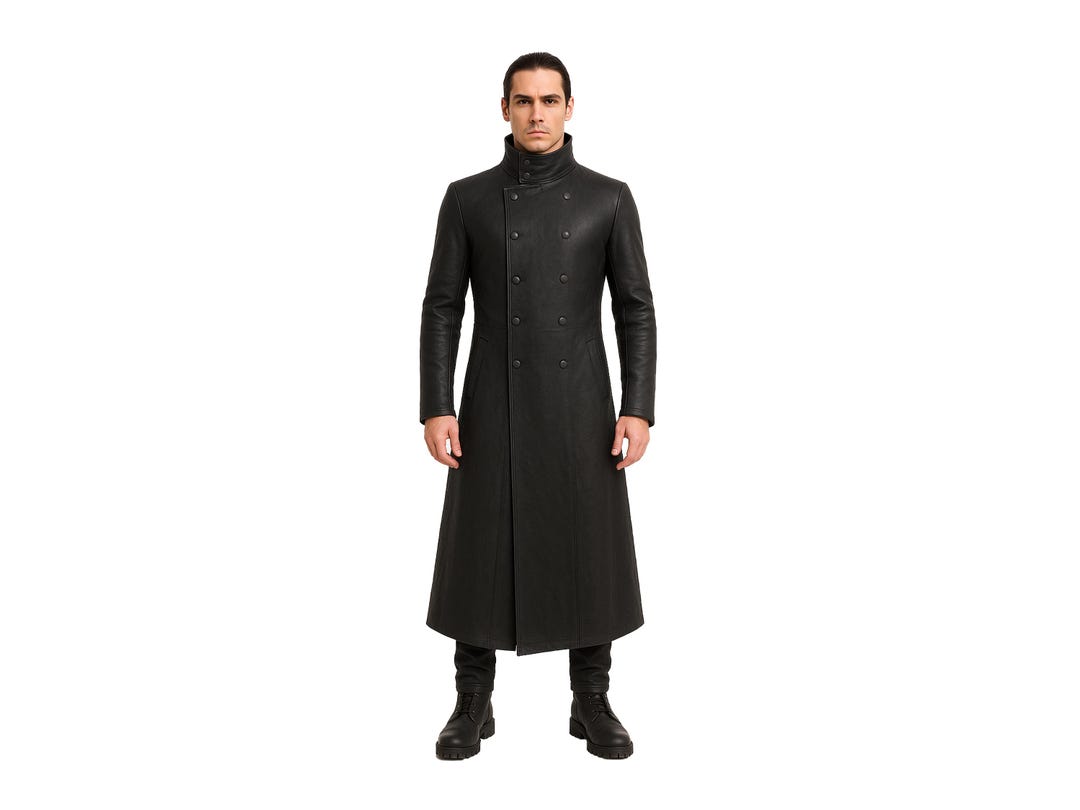 Gothic Leather Trench Coat: Men's Floor-length Vampire Overcoat - Etsy