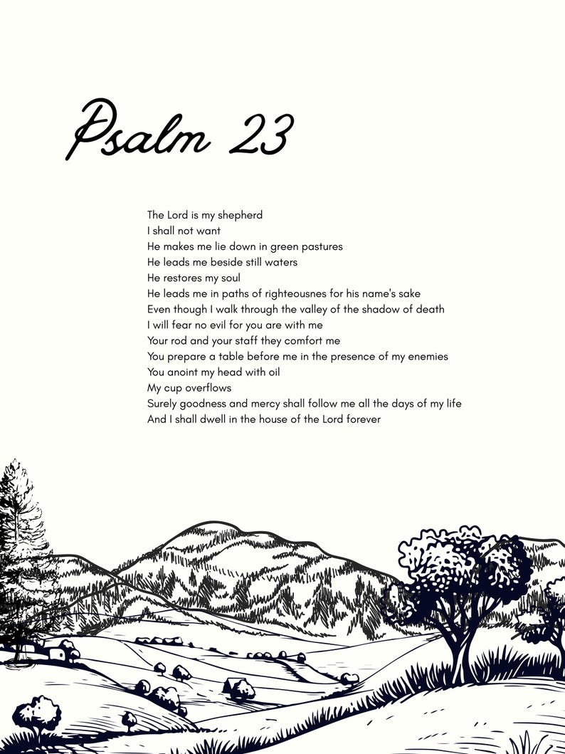 Psalm 23 Scripture Wall Art | the Lord is My Shepherd Print | Christian ...