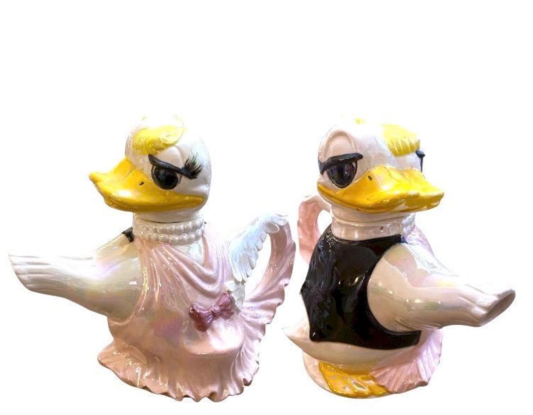 Rare Vintage Dual Sided Dancing Duck Teapot • Girl Boy Duck Waltz ...