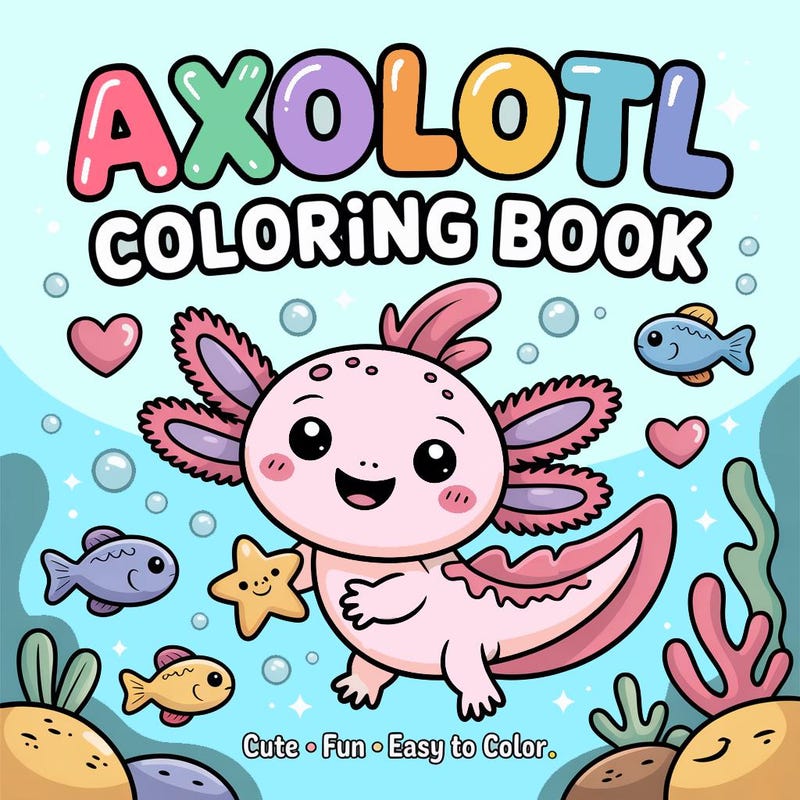 Axolotl Coloring Book - Etsy