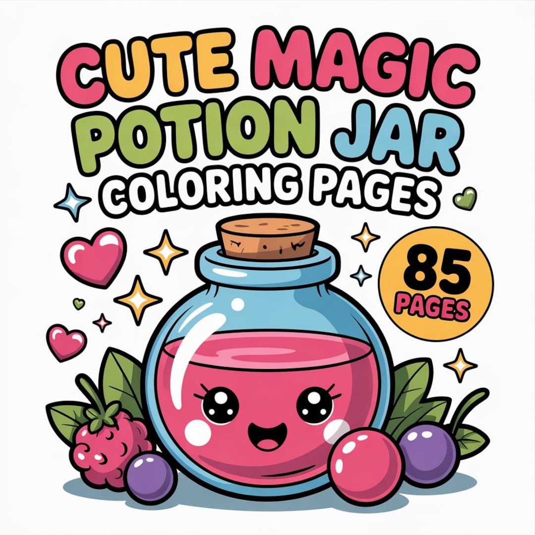 Bold and Easy Coloring Book, 85 Cute Magic Potion Jar Coloring Pages ...