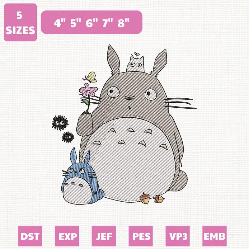 Totoro Embroidery Design - Etsy