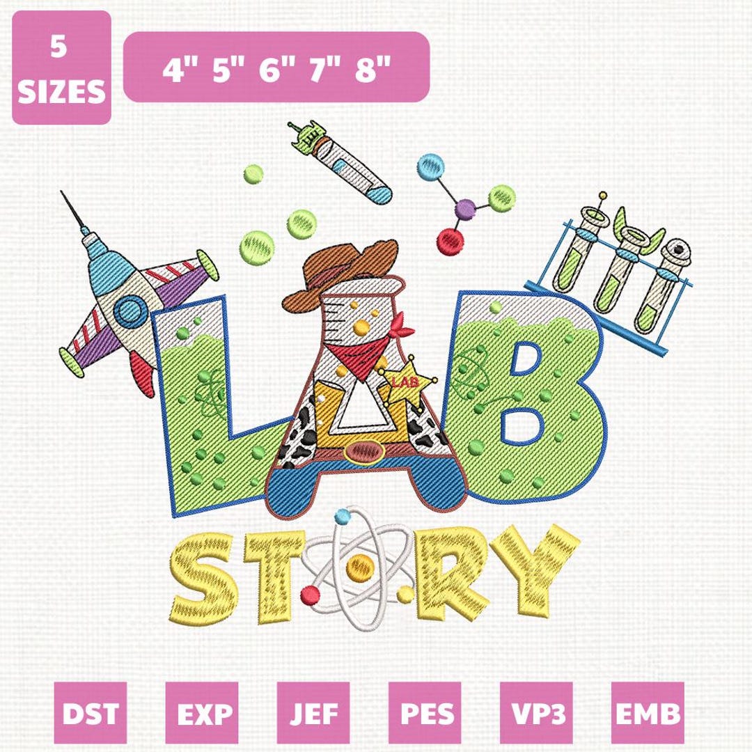 Lab Story Machine Embroidery File, Lab Week Design (instant Download ...