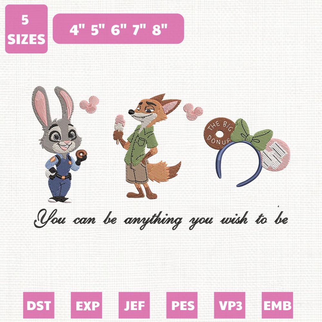Zootopia Nick and Judy Machine Embroidery File, Disney Vacation Trip ...