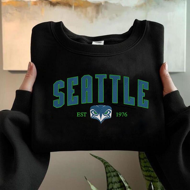 Seattle Bird Machine Embroidery File, Navy Rugby Ball Design (instant ...