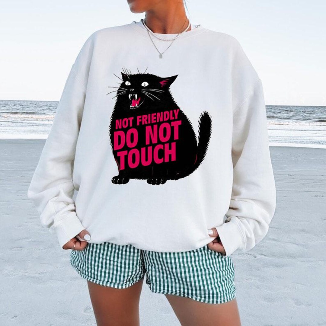 Not Friendly Do Not Touch Funny Black Cat Men Women PNG Digital ...