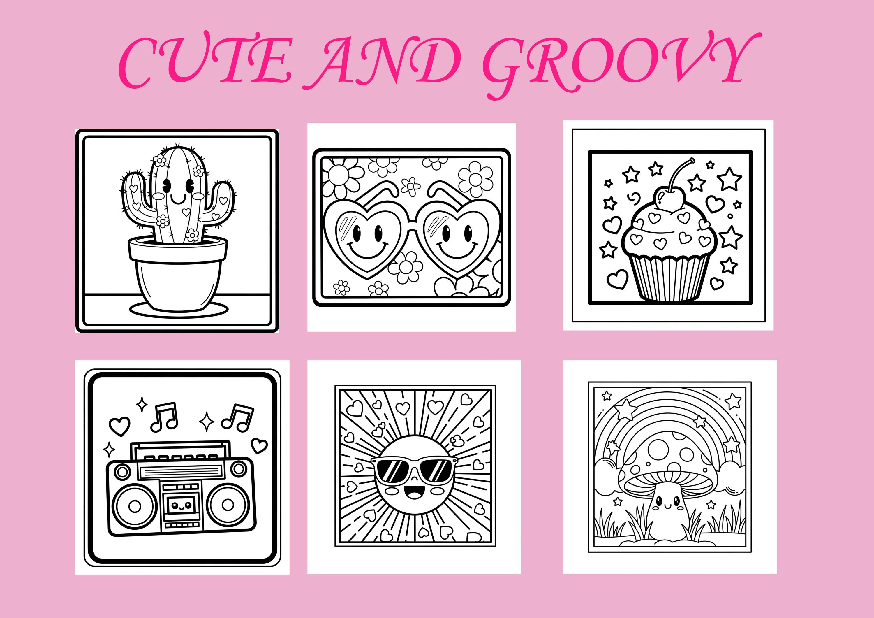 Groovy Coloring Book, Bold and Easy Coloring Pages, Adult Coloring Book ...