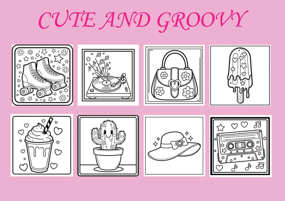 Groovy Coloring Book, Bold and Easy Coloring Pages, Adult Coloring Book ...