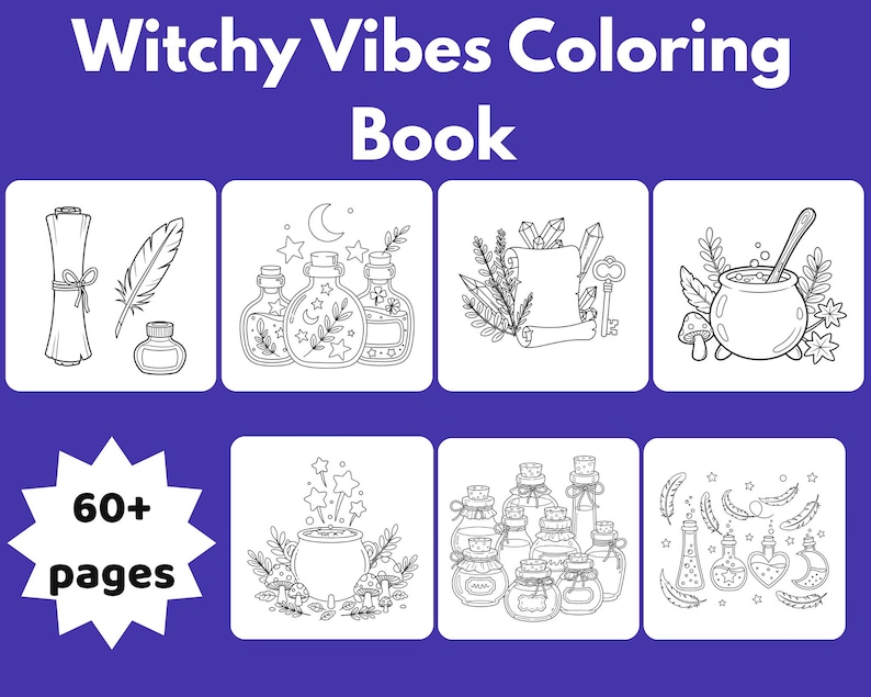 Witchy Vibes Coloring Book: Cozy Spells & Cottagecore (digital Download ...