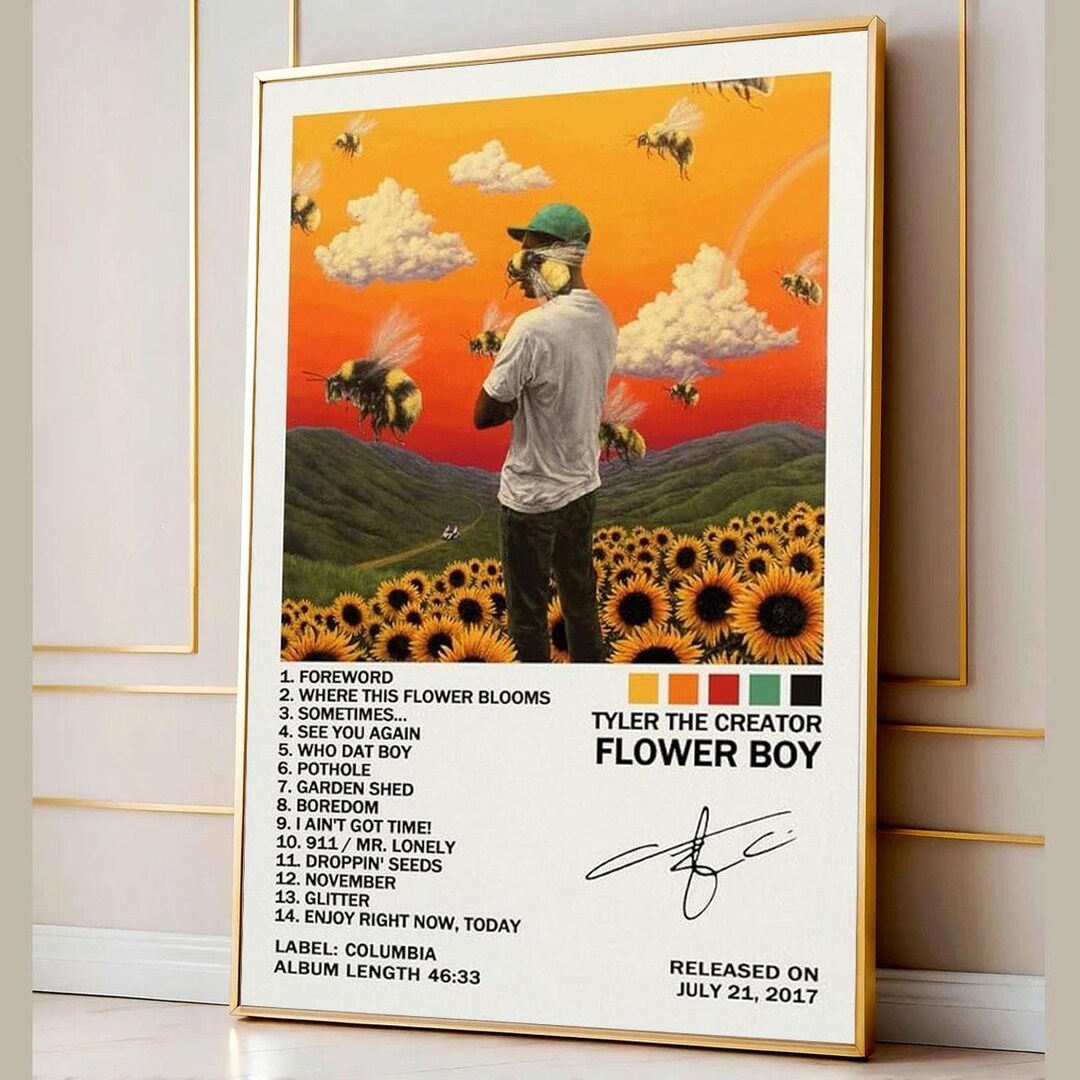 Tyler the Creator Flower Boy Poster, Hip Hop Album Cover Wall Art ...