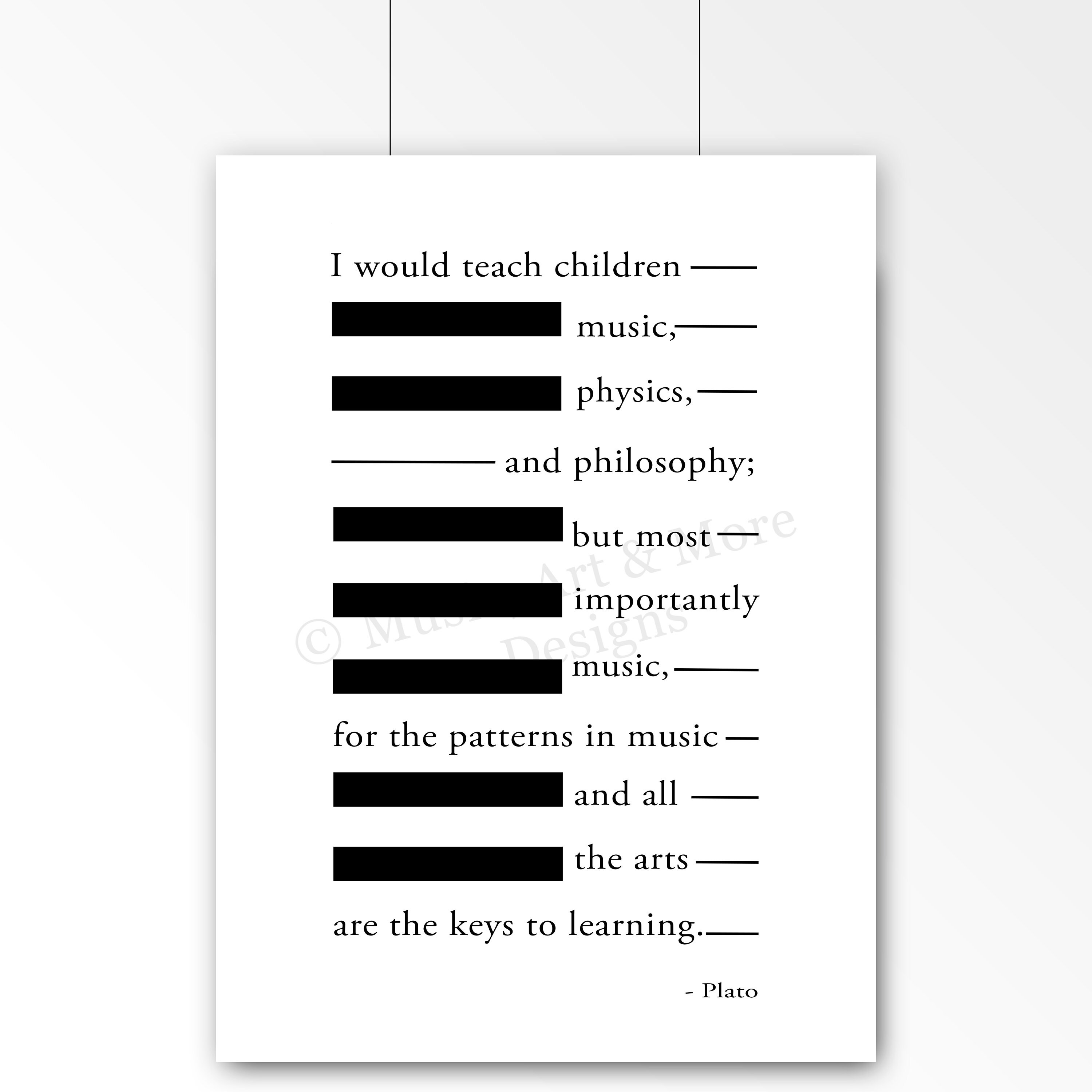 PLATO Music Quote, 8"x 12" Music Poster, Piano School Music Band ...