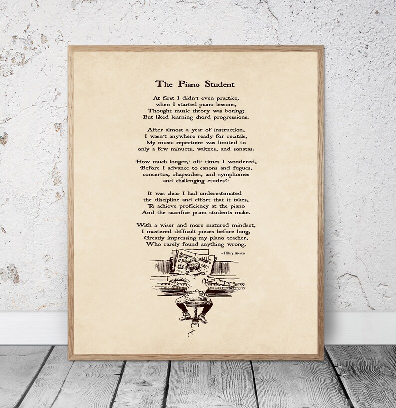 PIANO STUDENT Poem, Piano Teacher or Music Major Student Gift Idea ...