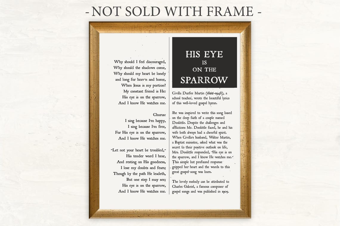 His Eye is on the Sparrow Hymn Print, Church Decor (8x10) - Etsy