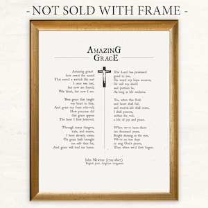 Amazing Grace Hymn Print, Christian Song Lyrics, Church Decor (unframed ...