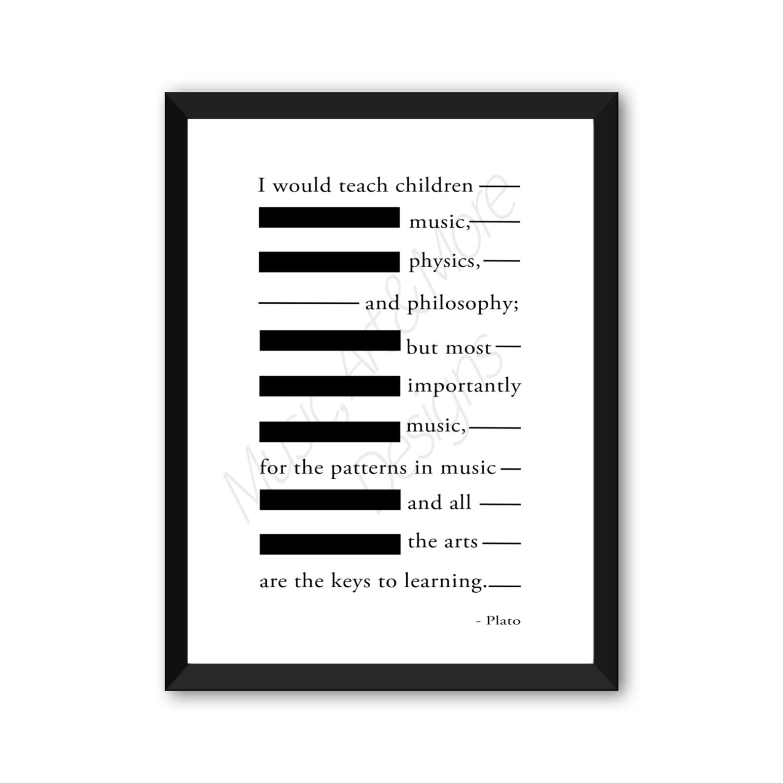 PLATO Music Quote, 8"x 12" Music Poster, Piano School Music Band ...