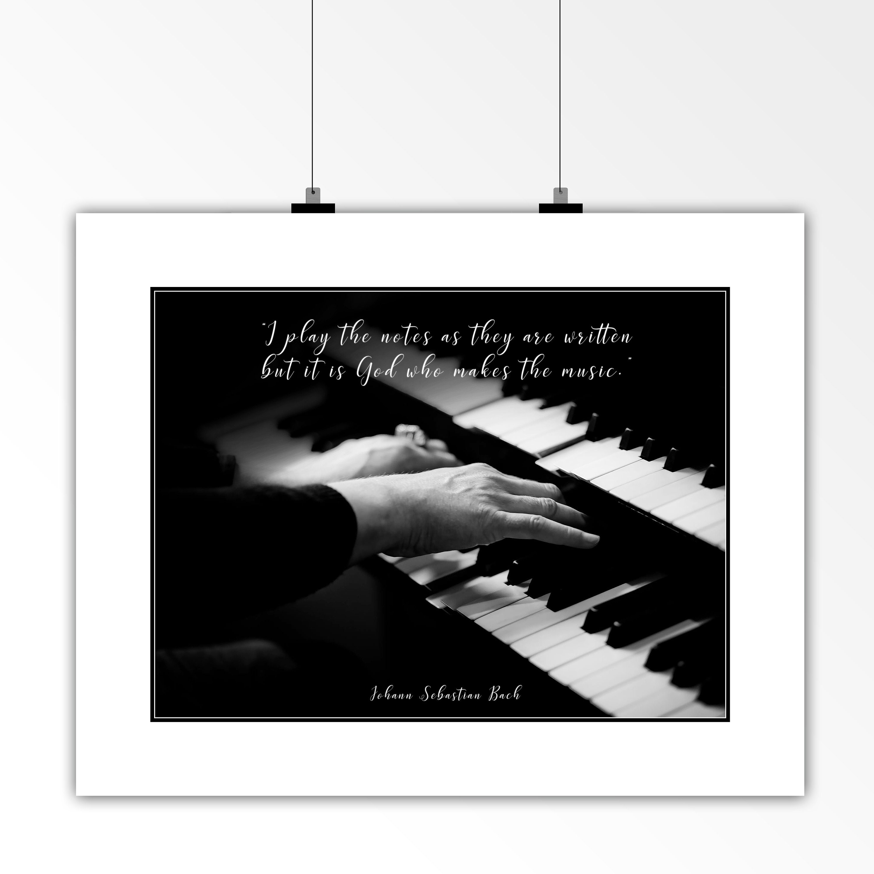 Bach Quote Print, Church Organist Gift, Black and White Photography ...