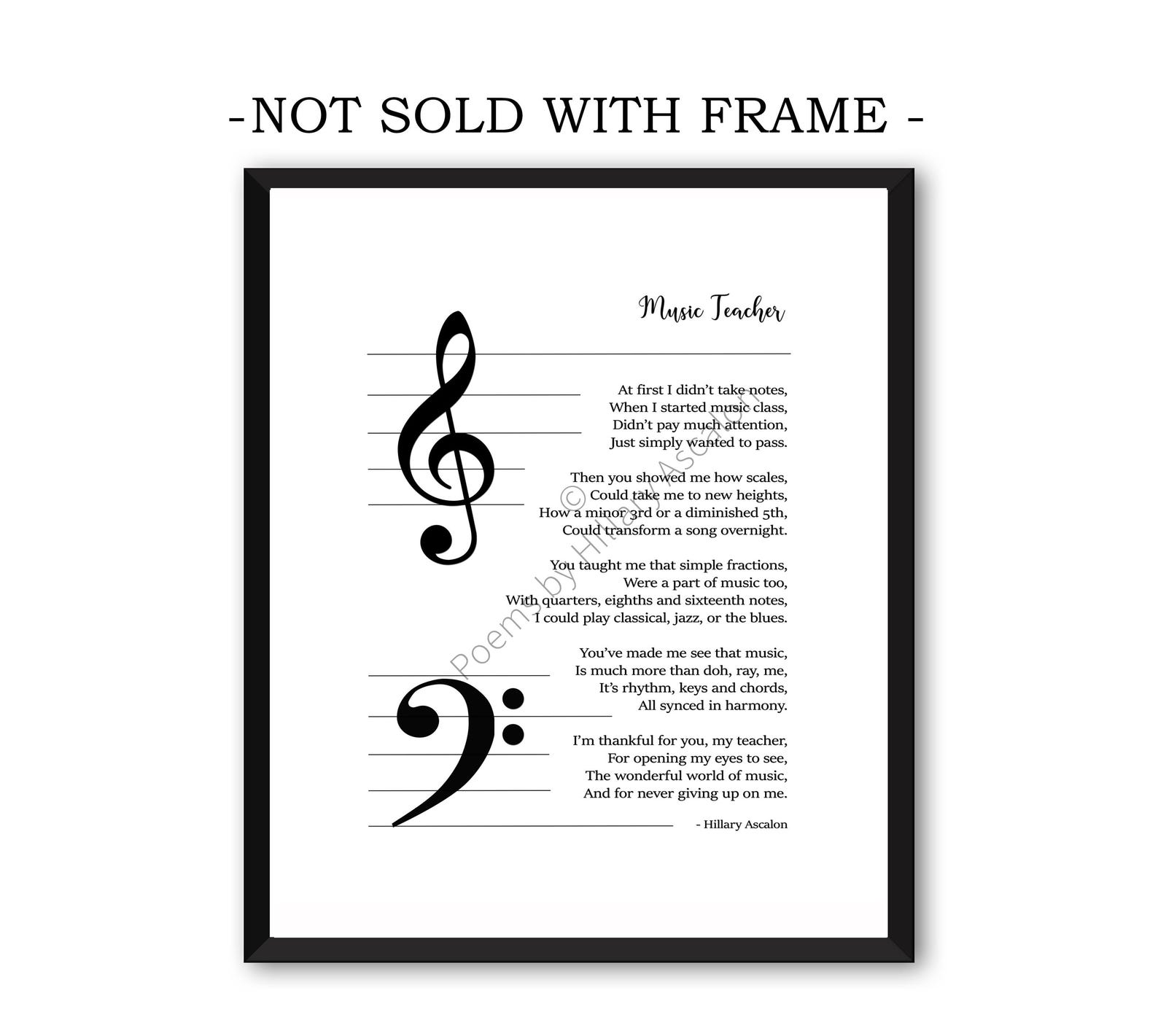 MUSIC TEACHER POEM, Pianist Gift Idea, Church Pianist, Church Organist ...