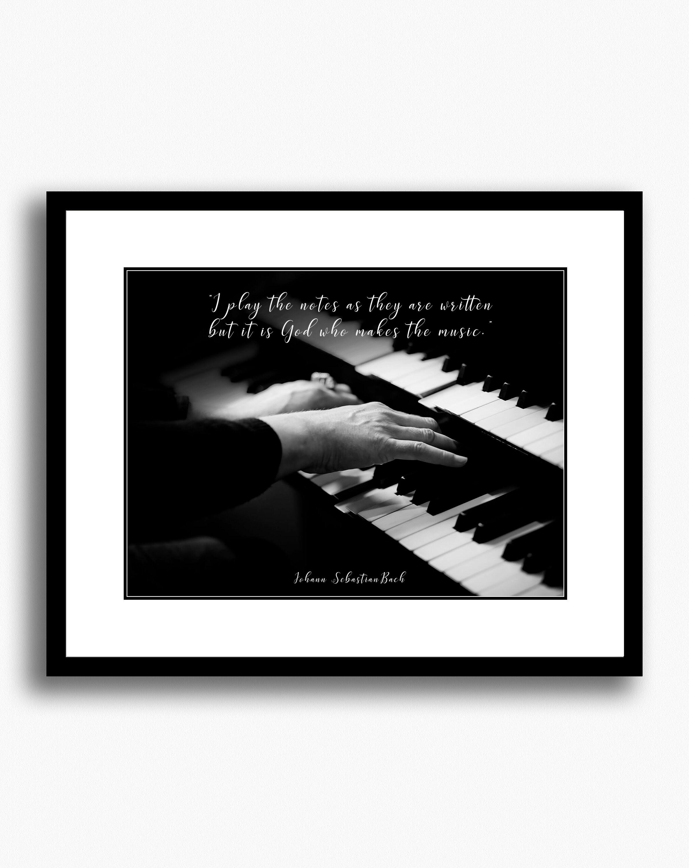 Bach Quote Print, Church Organist Gift, Black and White Photography ...
