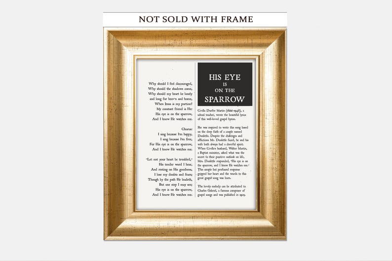 His Eye is on the Sparrow Hymn Print, Church Decor (8x10) - Etsy