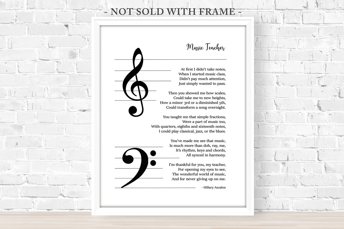 MUSIC TEACHER POEM, Pianist Gift Idea, Church Pianist, Church Organist ...