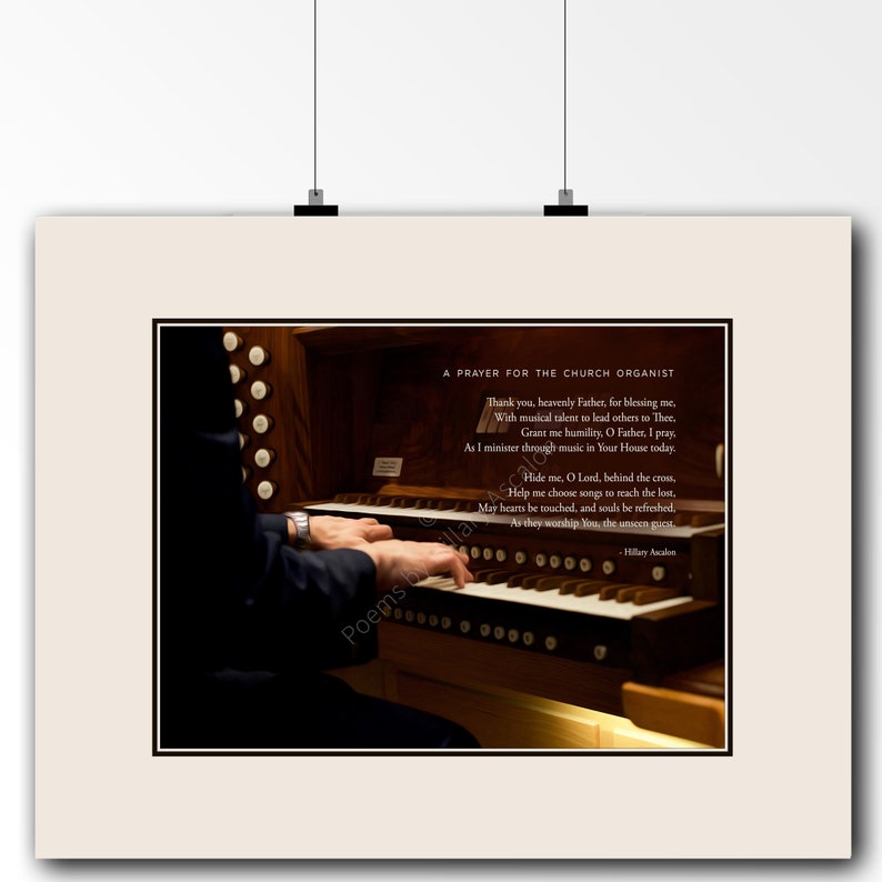 CHURCH ORGANIST PRAYER, Musician Gift Idea, Christian Religious Poster ...