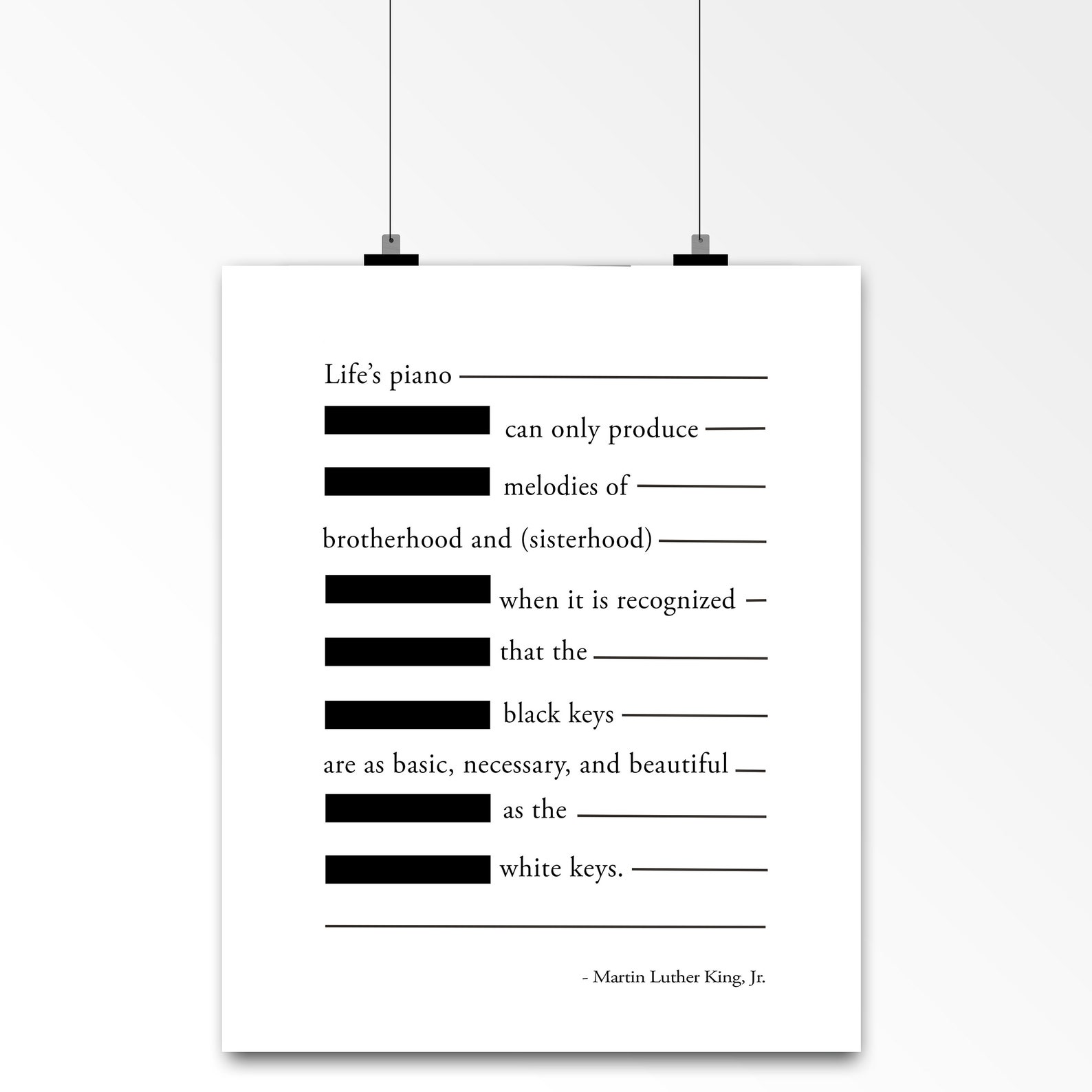 MARTIN LUTHER KING, Jr, Black History Month, Piano Keyboard Music Word ...