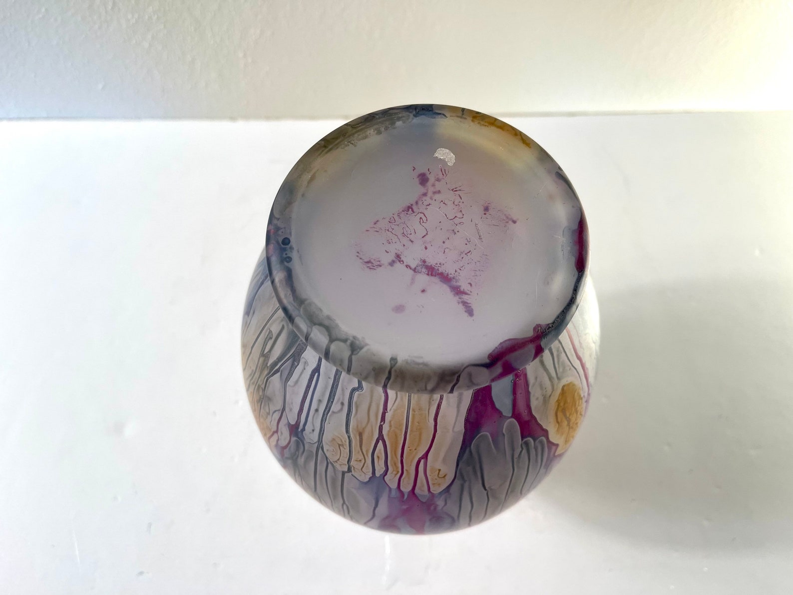 Vintage Jerusalem Art Glass Vase, Hand Blown Drip Glaze, 1980s - Etsy