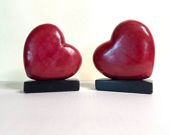 Vintage 1980s Pair of Heart Allabaster Bookends - Etsy