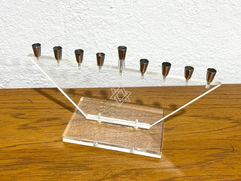 Vintage Lucite + Nickel Hanukkah Menorah - Etsy