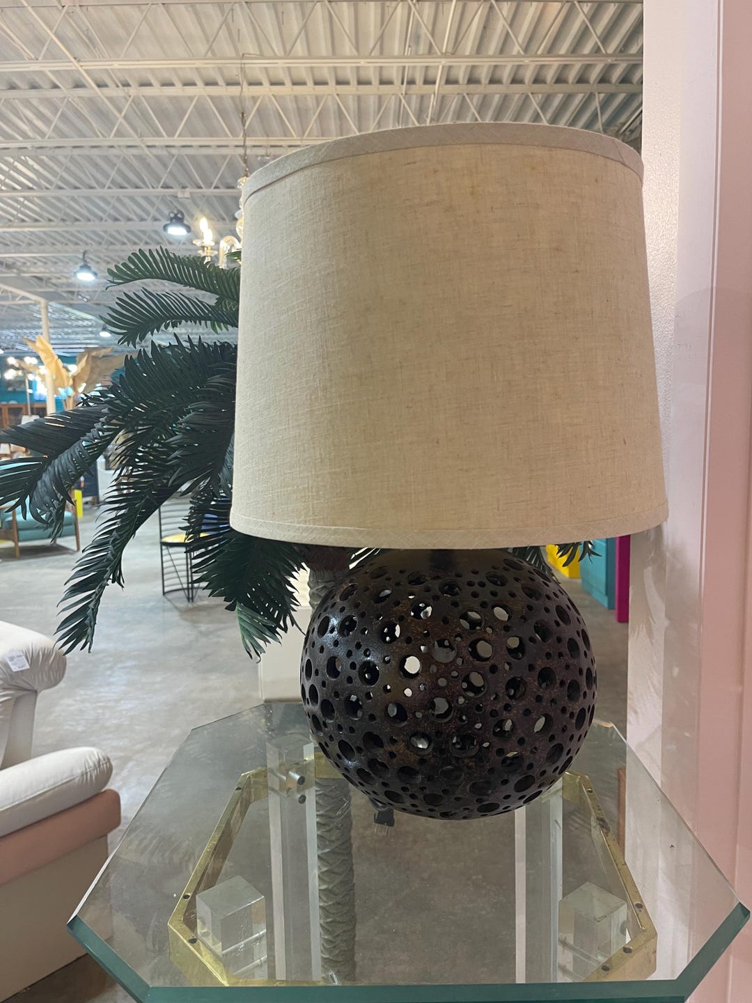 Vintage Y2K Mid Century Modern Inspired Coconut Shell Table Lamp - Etsy