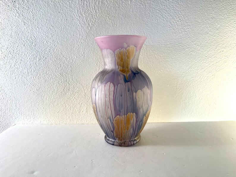 Vintage Jerusalem Art Glass Vase, Hand Blown Drip Glaze, 1980s - Etsy