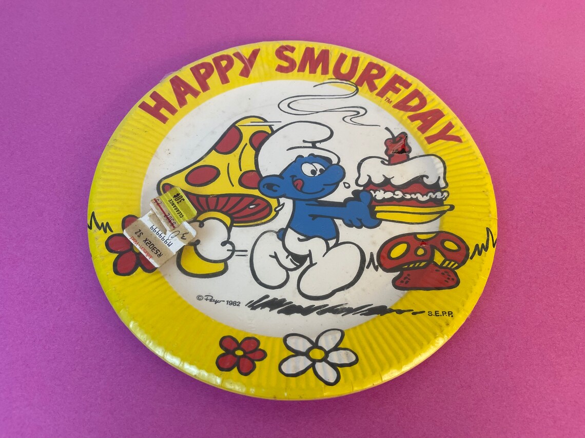 Vintage 1982 Happy Smurfday Birthday Party Plates NOS - Etsy