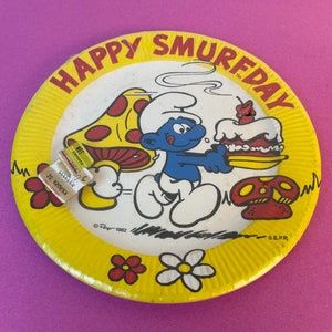 Vintage 1982 Happy Smurfday Birthday Party Plates NOS - Etsy