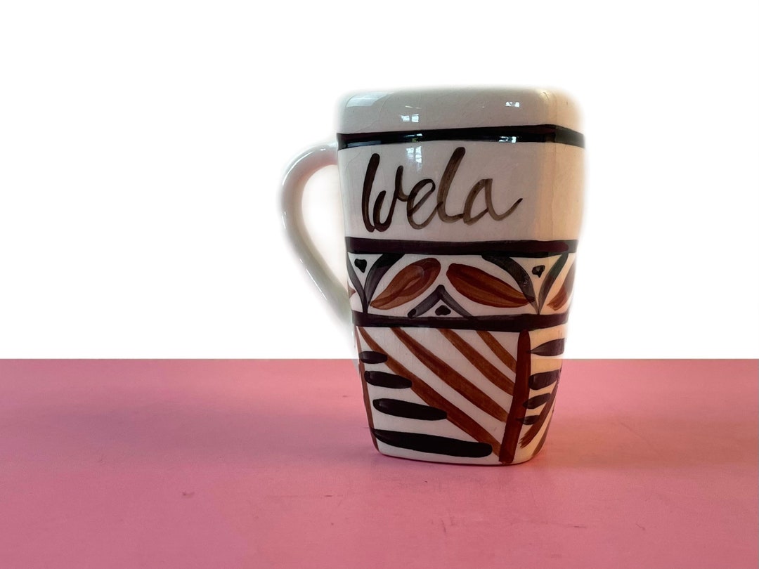 Vintage 1970s Hand Painted Tapa Print Hawaiian Ceramic Mug Personalized ...