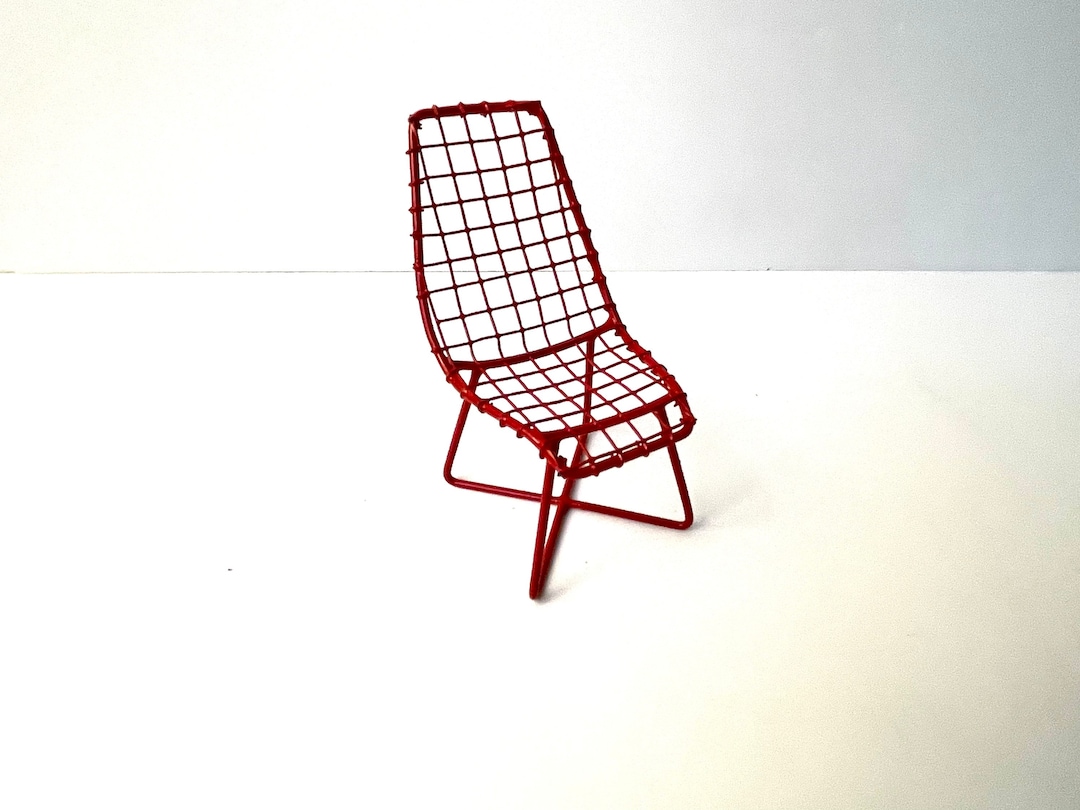 Vintage Mid Century Modern Miniature Wire Mesh Metal Chair in the Style ...