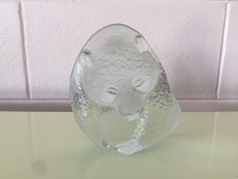 Vintage Viking Glass Panda Bear Paperweight Clear Frosted Art - Etsy