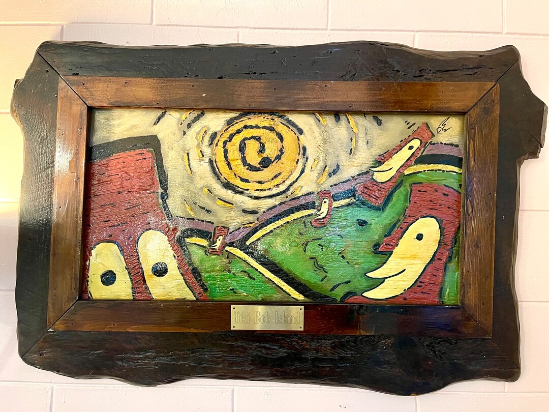Vintage Large Tiki Bob Acrylic Painting - Etsy