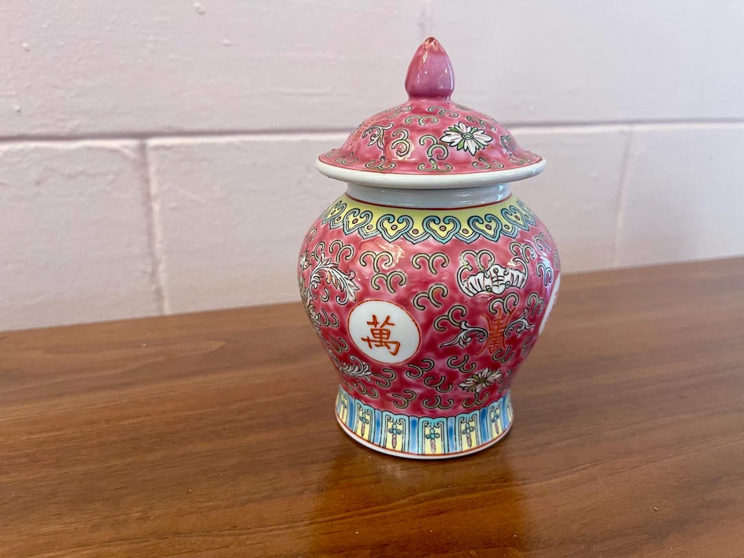 Vintage Red Mun Shou Famille Rose Longevity Jingdezhen Ginger Jar - Etsy