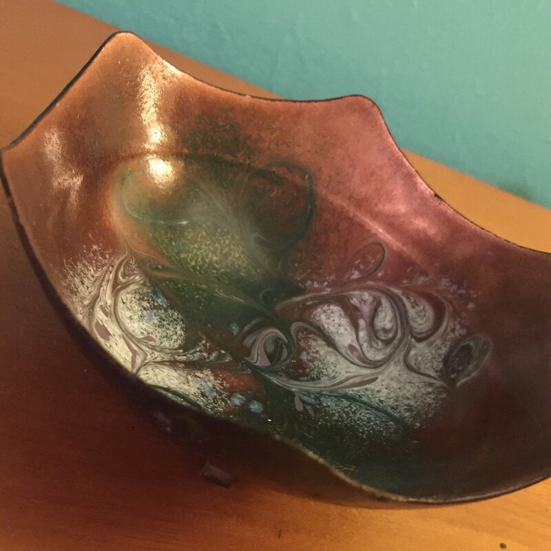 Enamel Mid Century Copper Plate - Etsy