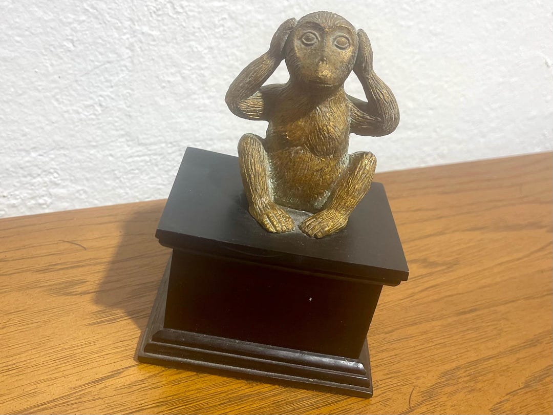 Vintage 90s Monkey Trinket Box From Nieman Marcus - Hear No Evil - Etsy
