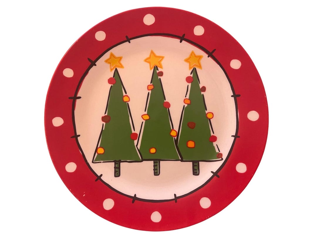 Vintage Y2K Ceramic Christmas Tree Dish Set, 8" - Set of Four - Etsy