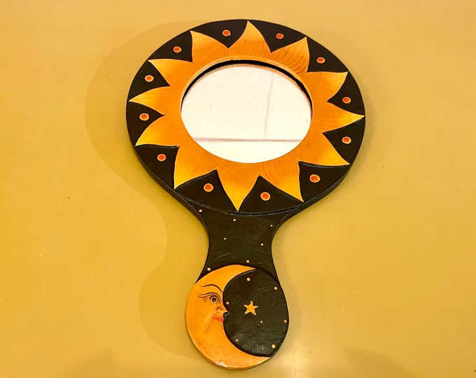 Vintage 1990s Celestial Sun Handheld Mirror Makeup Vanity Boudoir ...