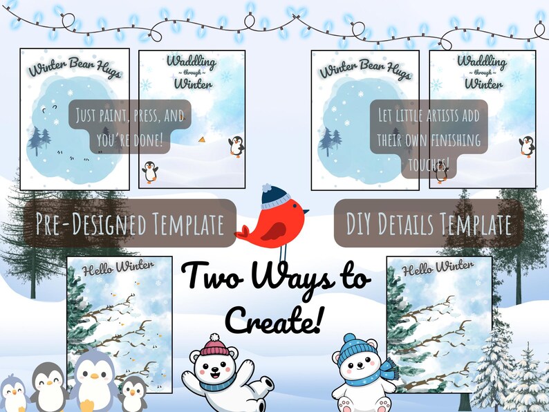 Winter Animals Keepsake Art Bundle | Polar Bear Handprint, Penguin ...