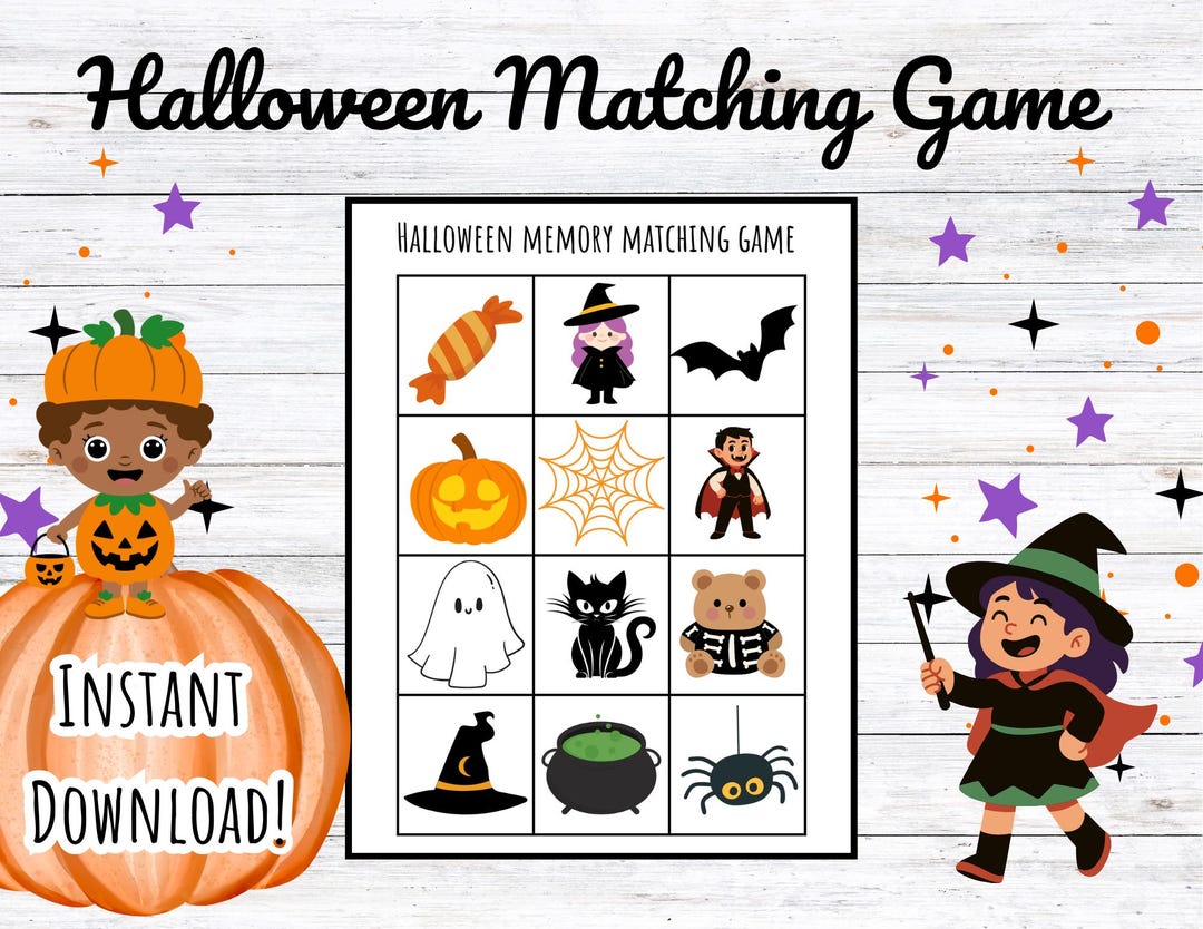 Halloween Memory Game | Printable Matching Game for Kids | Halloween ...
