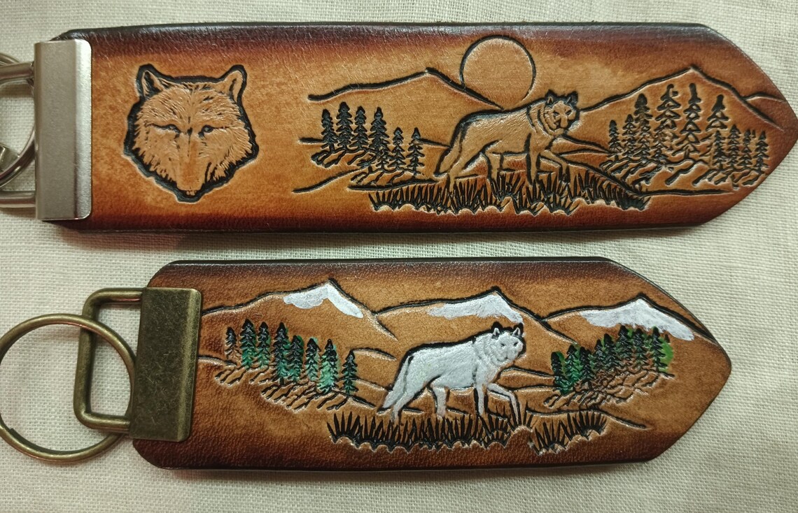 Genuine Leather Hand-painted Keychain || Choose Various Wildlife ...
