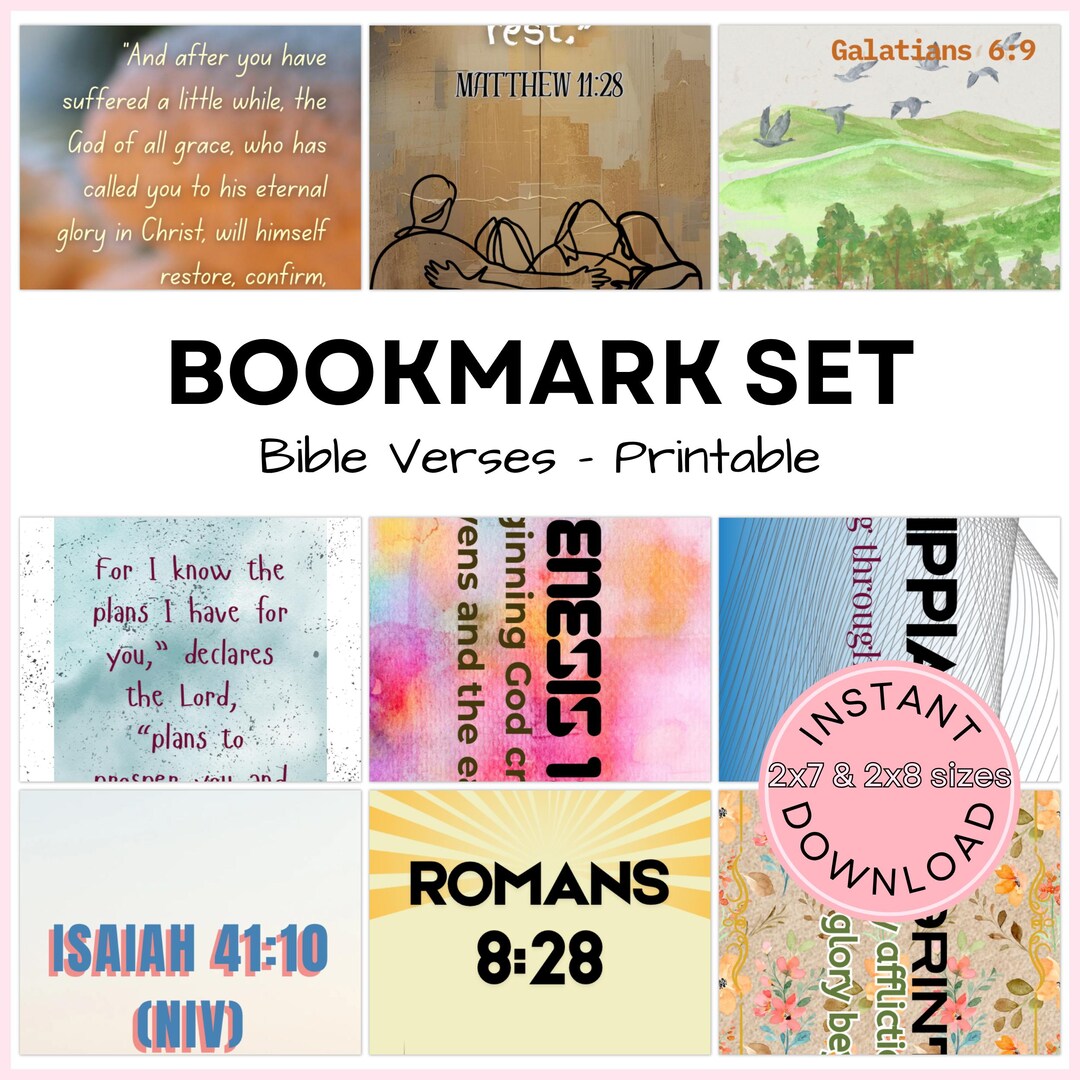 Bible Verses Bookmark Set: Printable PDF & PNG (digital Download) - Etsy