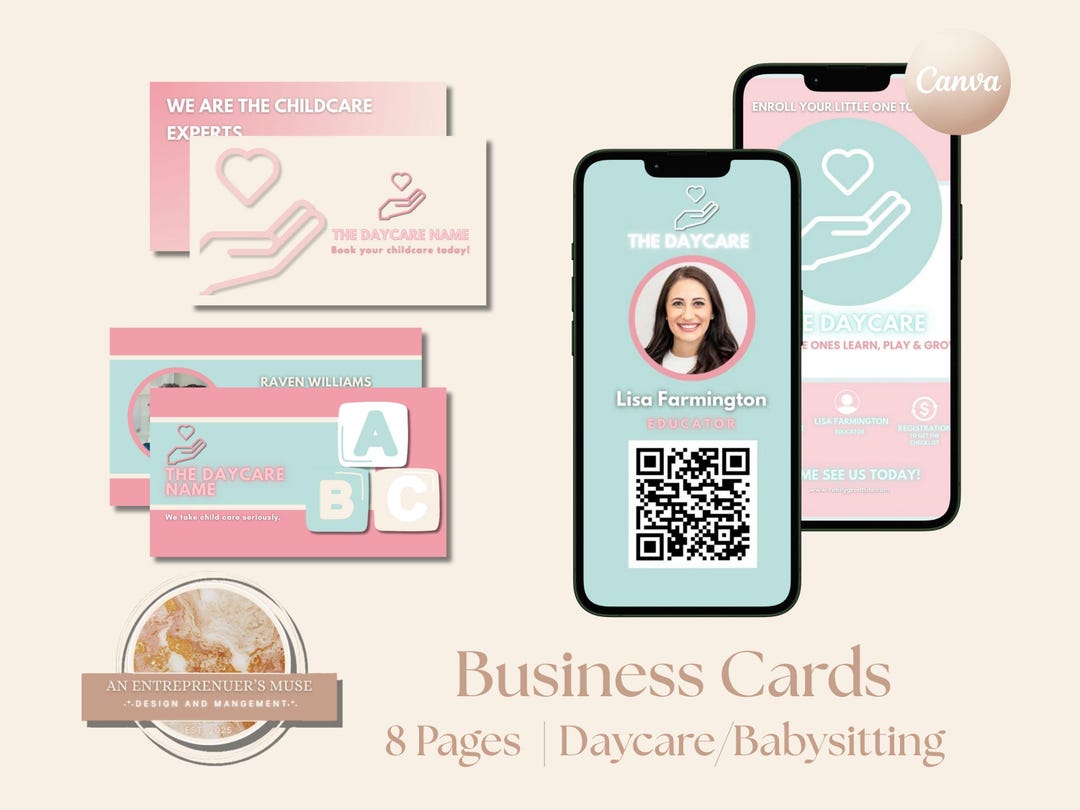 Daycare Babysitting Business Card Template: Editable Canva Design ...