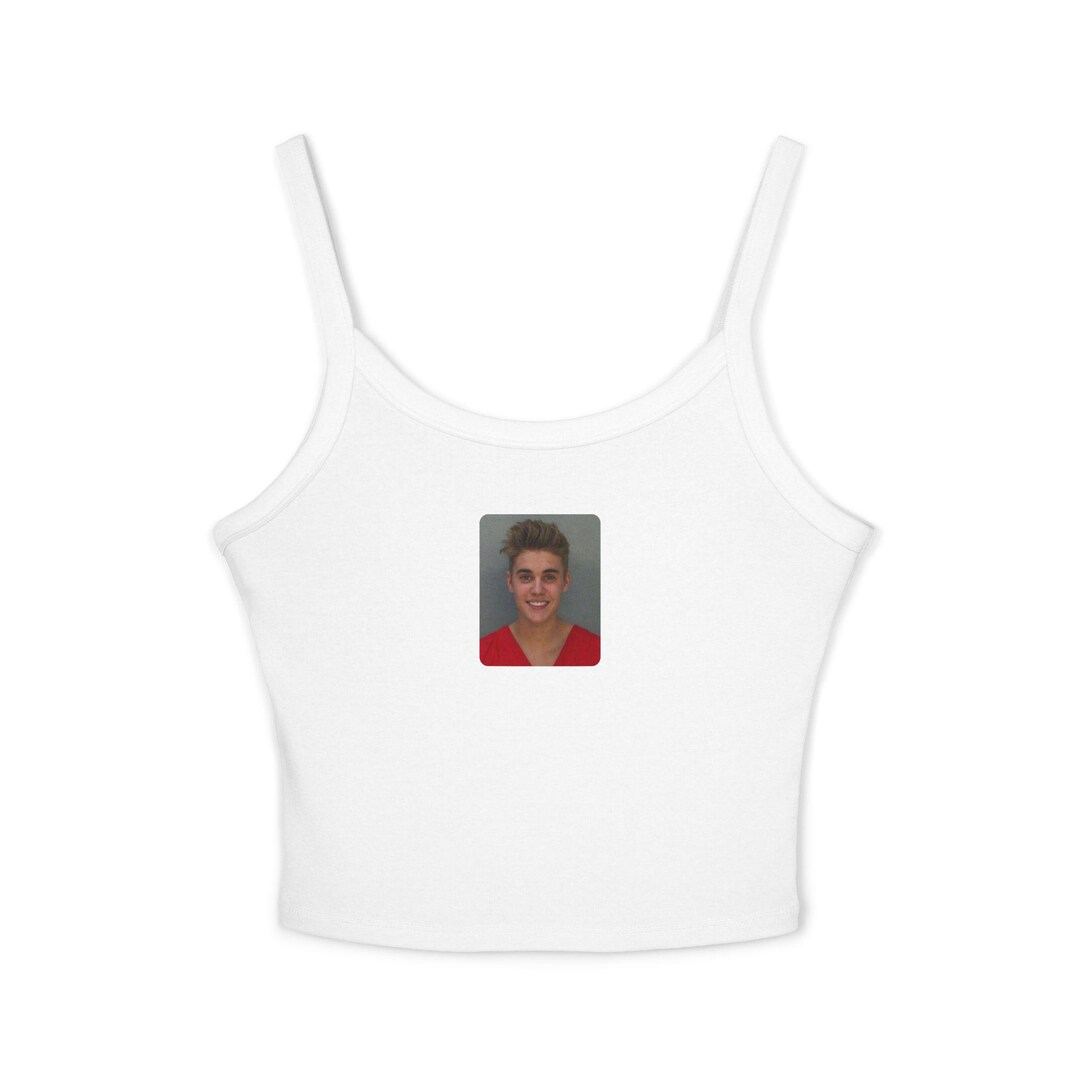 Justin Mugshot Tank Top: Y2K Pop Culture Baby Tee - Etsy