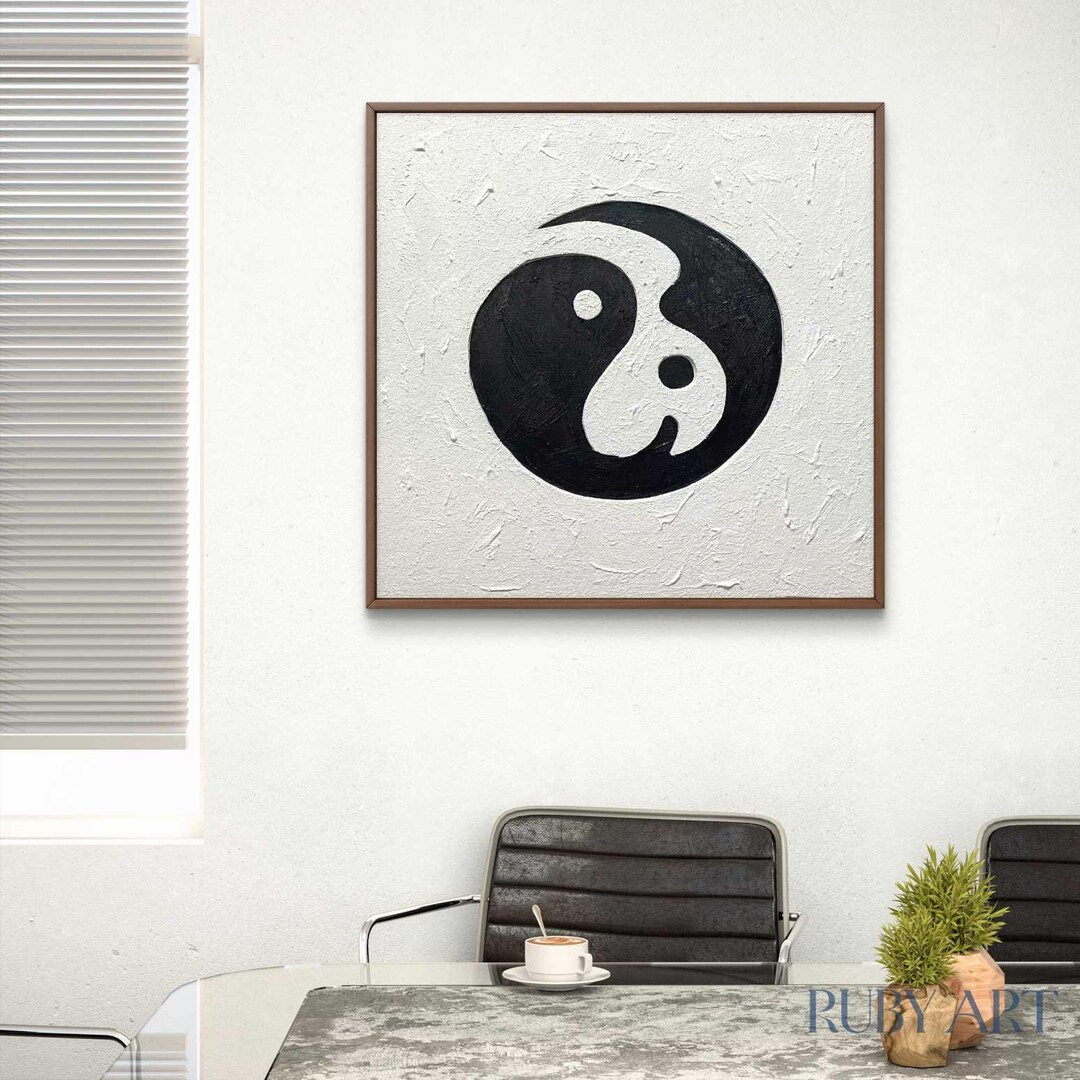 Hand-painted Custom Modern Yin Yang Oil Painting | Textured Abstract ...